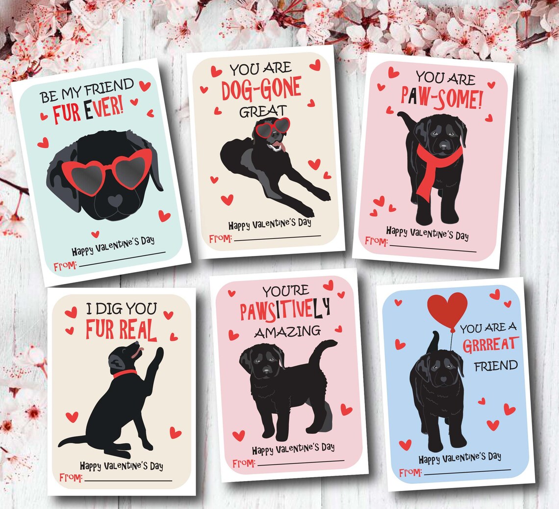 Valentine Cards Black Labrador Dog Valentine's Day Cards, Kids ...