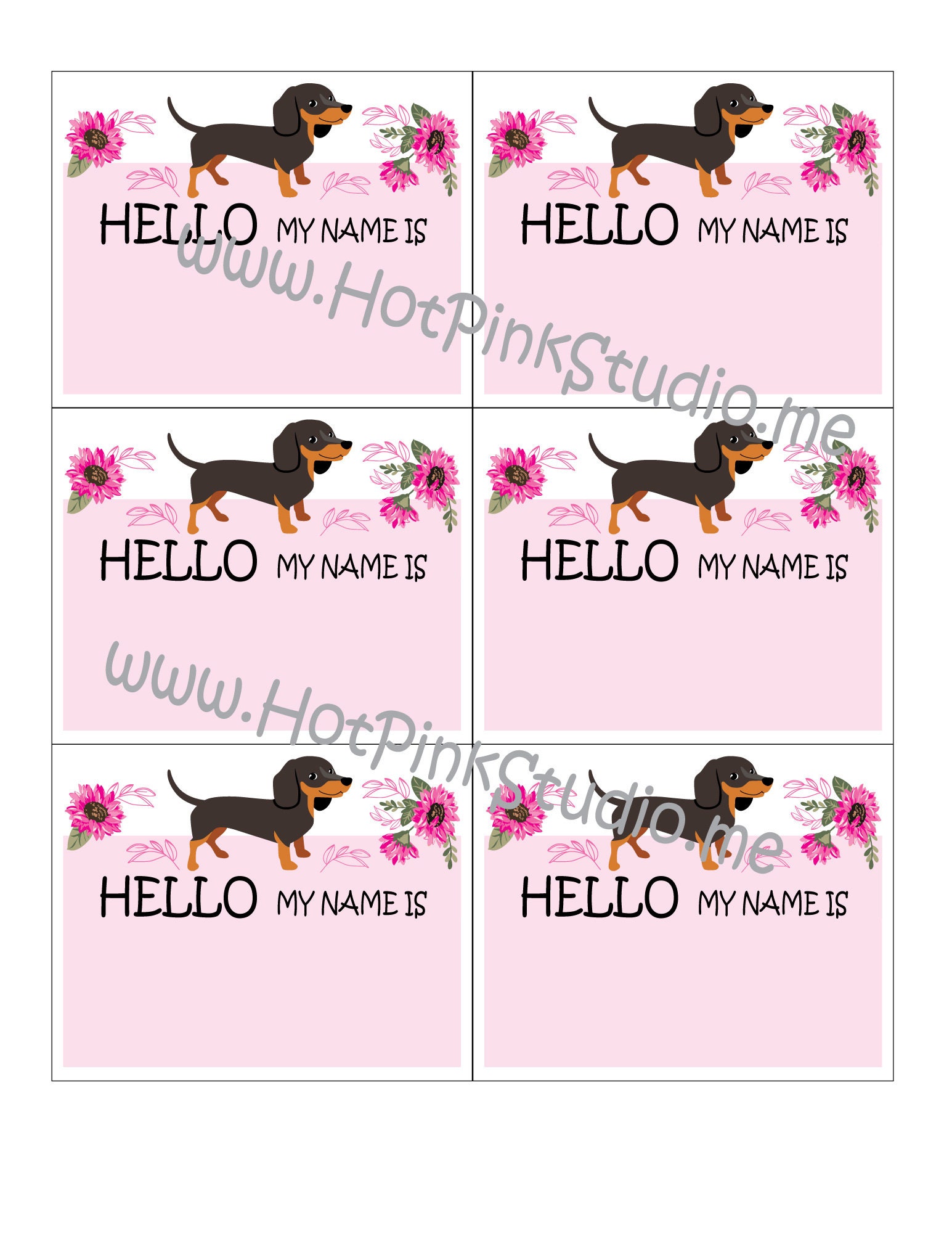Dachshund Puppy Name Game: Dog Birthday Party Activity (printable) - Etsy