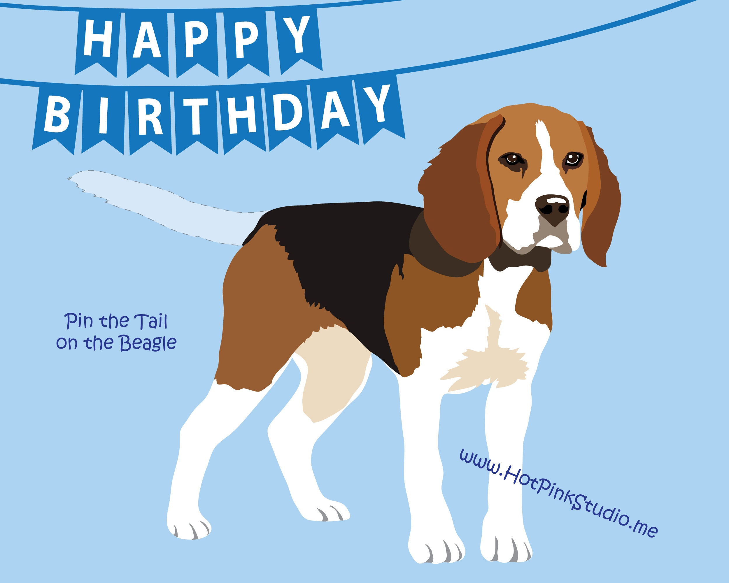 Beagle Pin the Tail on the Dog Game for Birthday Party- INSTANT ...