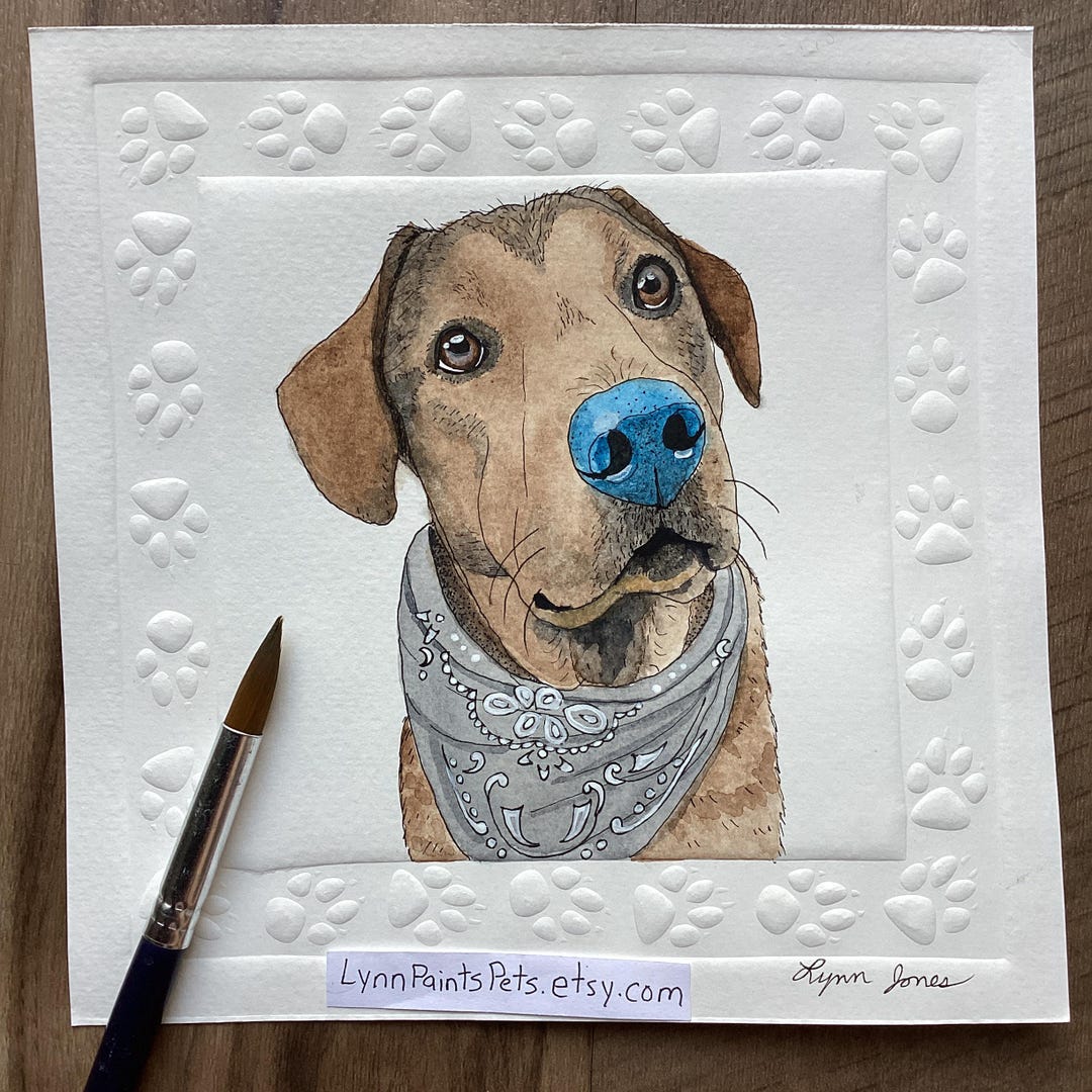 Hand-painted Dog Watercolor Pet Portrait on Paper One of a Kind - Etsy