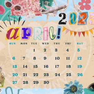 Bright Eclectic April 2025 Calendar Desktop Wallpaper - Etsy