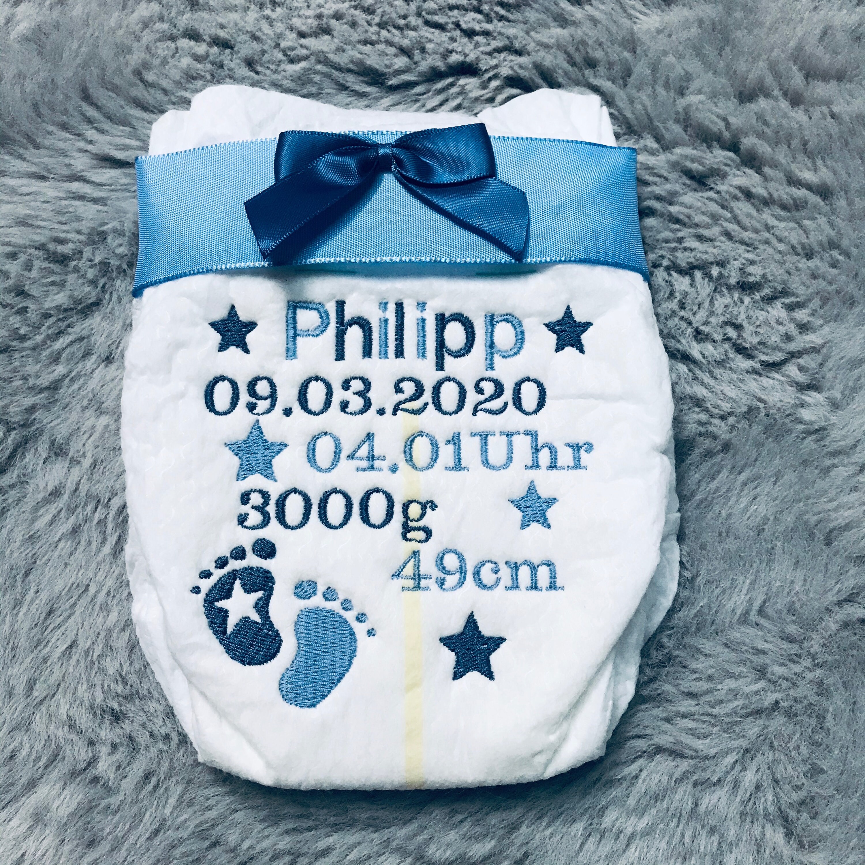 Bestickte Windel im 3D Rahmen Füße und Sterne | Etsy