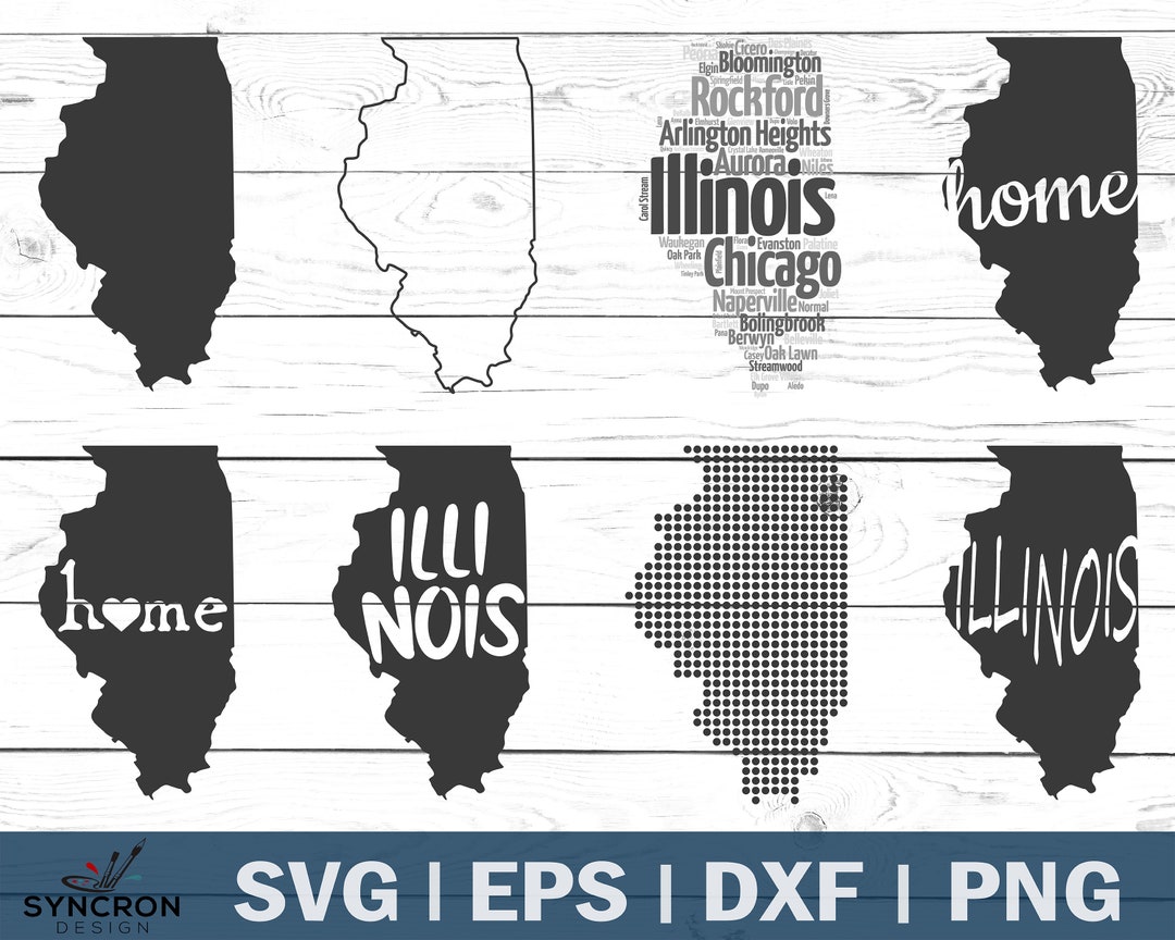 Illinois State SVG Illinois Outline SVG Cut Files DXF Files Commercial ...