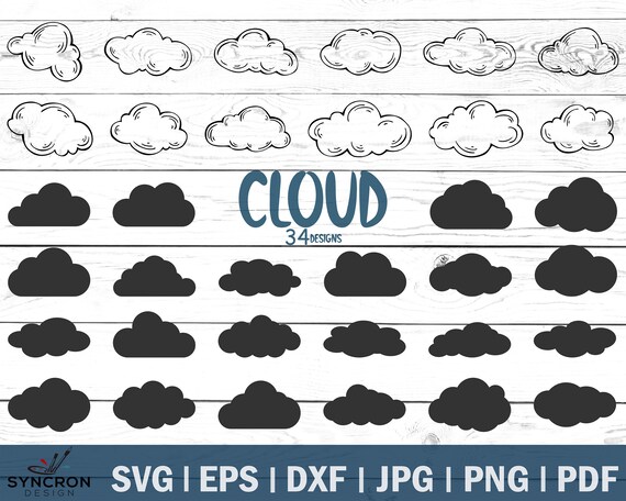 Cloud SVG Cloud bundle svg Cloud clipart Rain cloud svg | Etsy