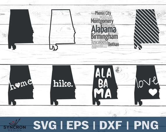 Alabama State SVG Bundle Alabama Outline SVG Cut Files | Etsy