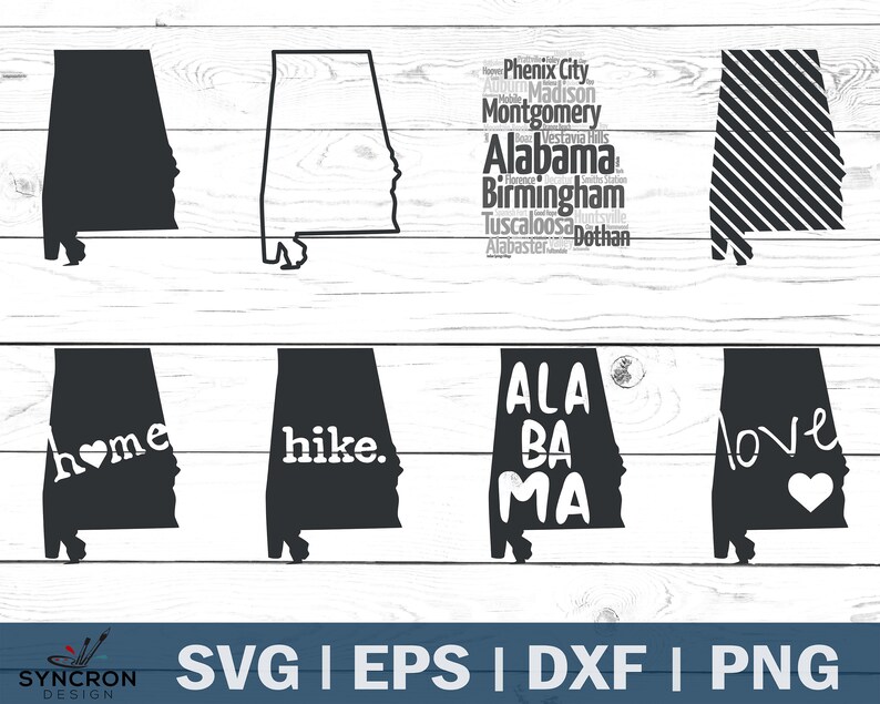 Alabama State SVG Bundle Alabama Outline SVG Cut Files - Etsy