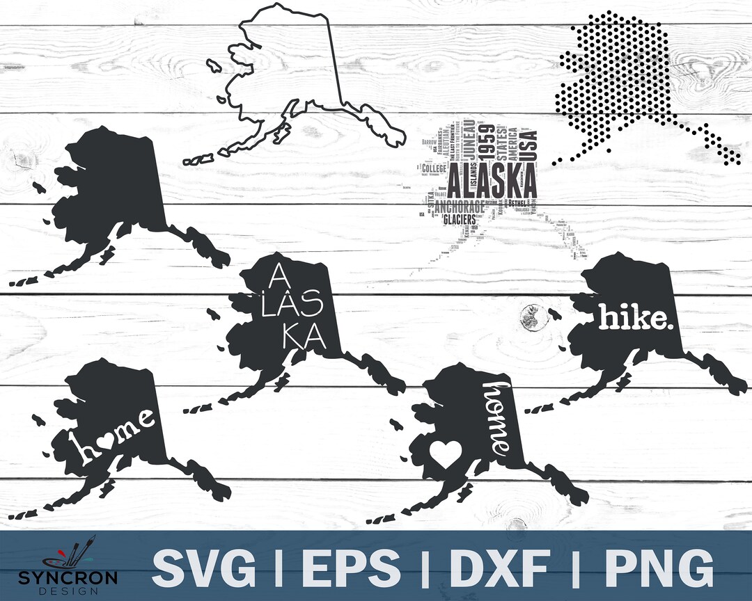 Alaska State SVG Bundle Alaska Umriss SVG Svg Cut Dateien - Etsy.de