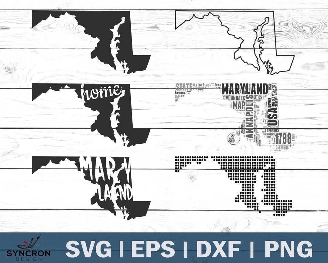 Maryland State SVG Maryland Outline SVG Cut Files DXF Files Commercial ...