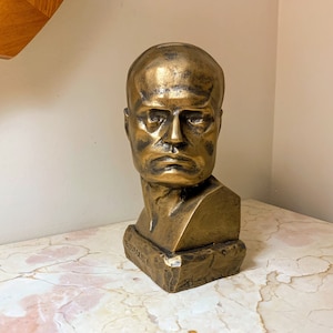 Benito Mussolini Statue, Mussolini Sculpture, Il Duce Bust, 7.25", WW2 ...