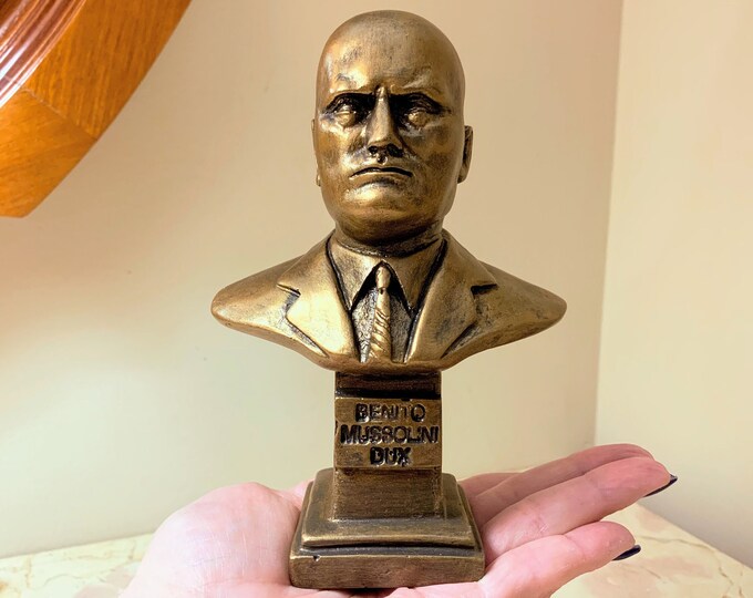 Benito Mussolini Bust, Small Mussolini Statuette, 6", WW2, Mussolini ...