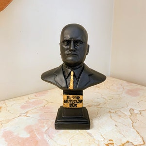 Benito Mussolini Bust, Small Mussolini Statuette 6" Tall, WW2 Mussolini ...