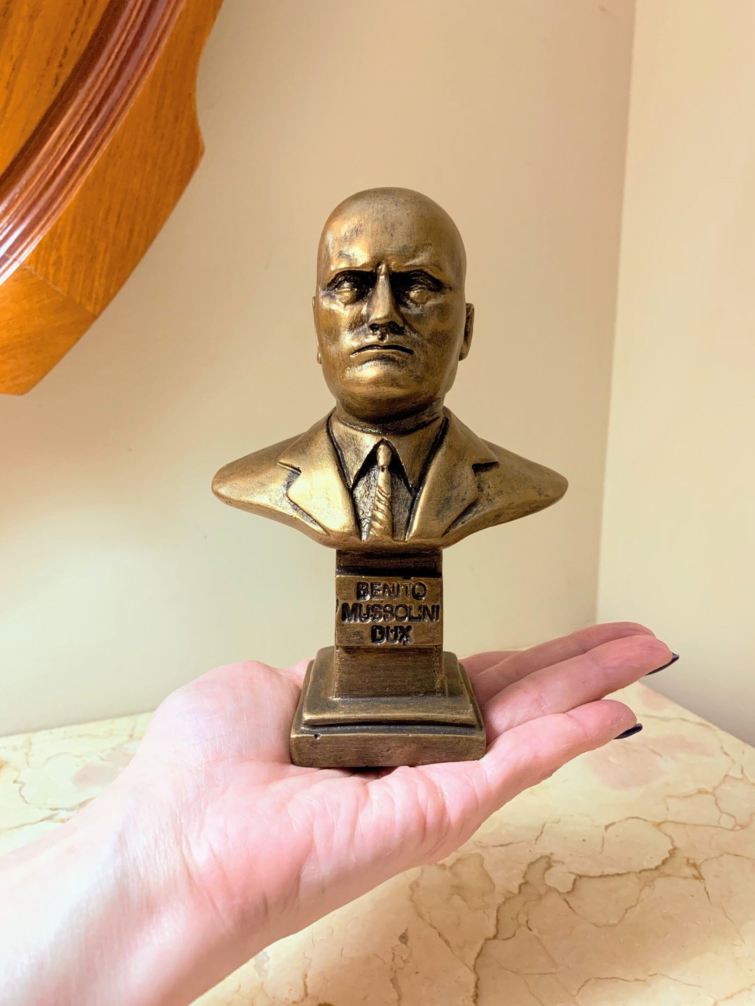 Benito Mussolini Bust, Small Mussolini Statuette, 6", WW2, Mussolini ...