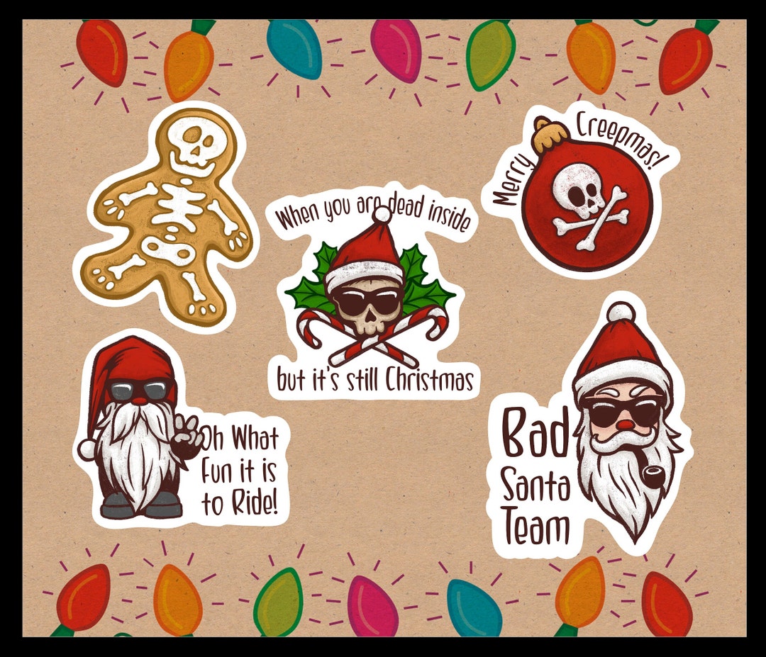 3 Christmas Themed Funny Stickers 10 Pack - Etsy