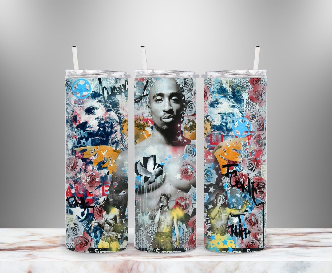 2pac Graffiti Art Rapper 20 Oz Tumbler Coffee Cup Travel Mug Hydrosport ...