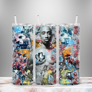2pac Graffiti Art Rapper 20 Oz Tumbler Coffee Cup Travel Mug Hydrosport ...