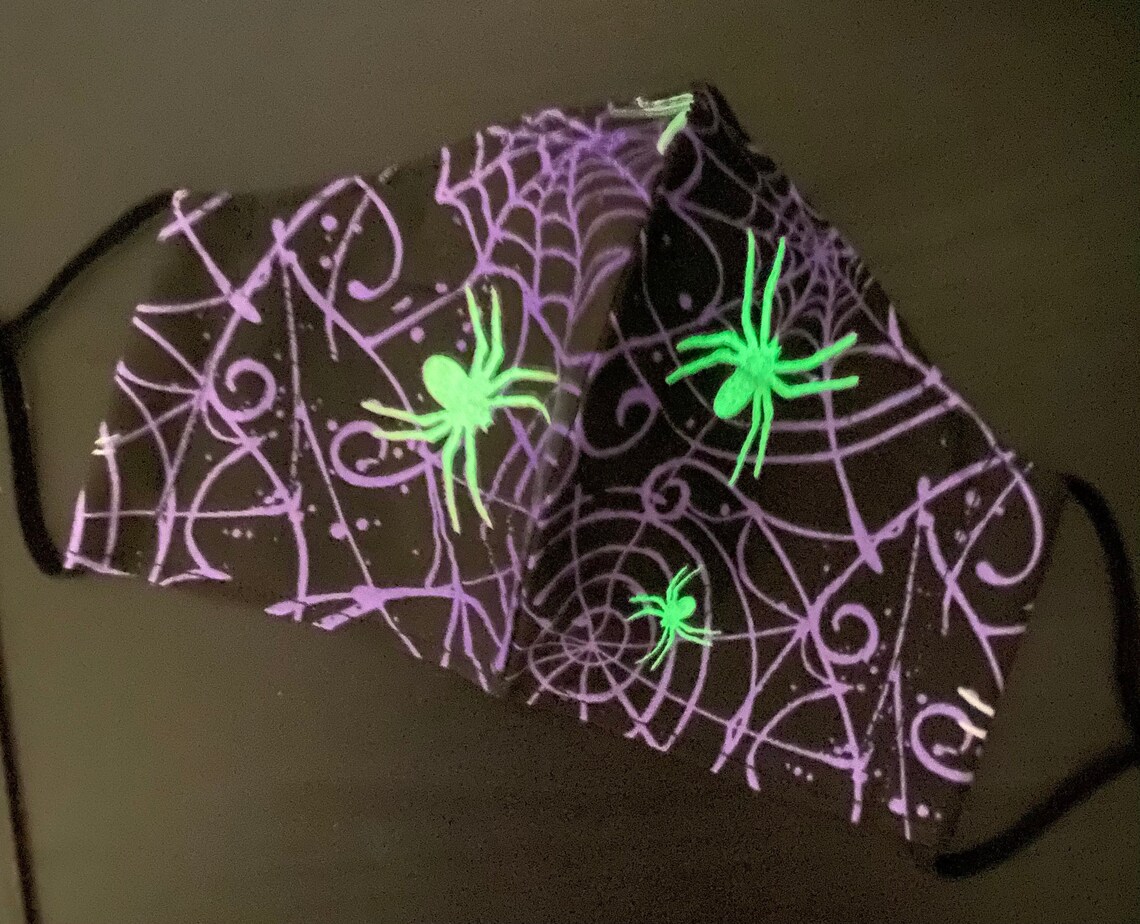 Spider Web Glow in the Dark Spiders Halloween Mask Fitted or | Etsy