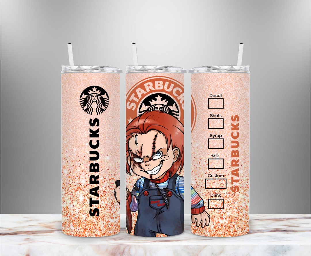 Orange Glitter Chucky Starbucks Halloween Horror Movies Reusable 20 Oz ...