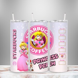 Mario Bros Starbucks Hot & Cold 20 Oz Skinny Tumbler Cup Water Bottle ...
