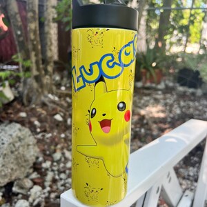 Custom Anime Pika & Pokeball Personalized 20 Oz Skinny Tumbler Coffee ...