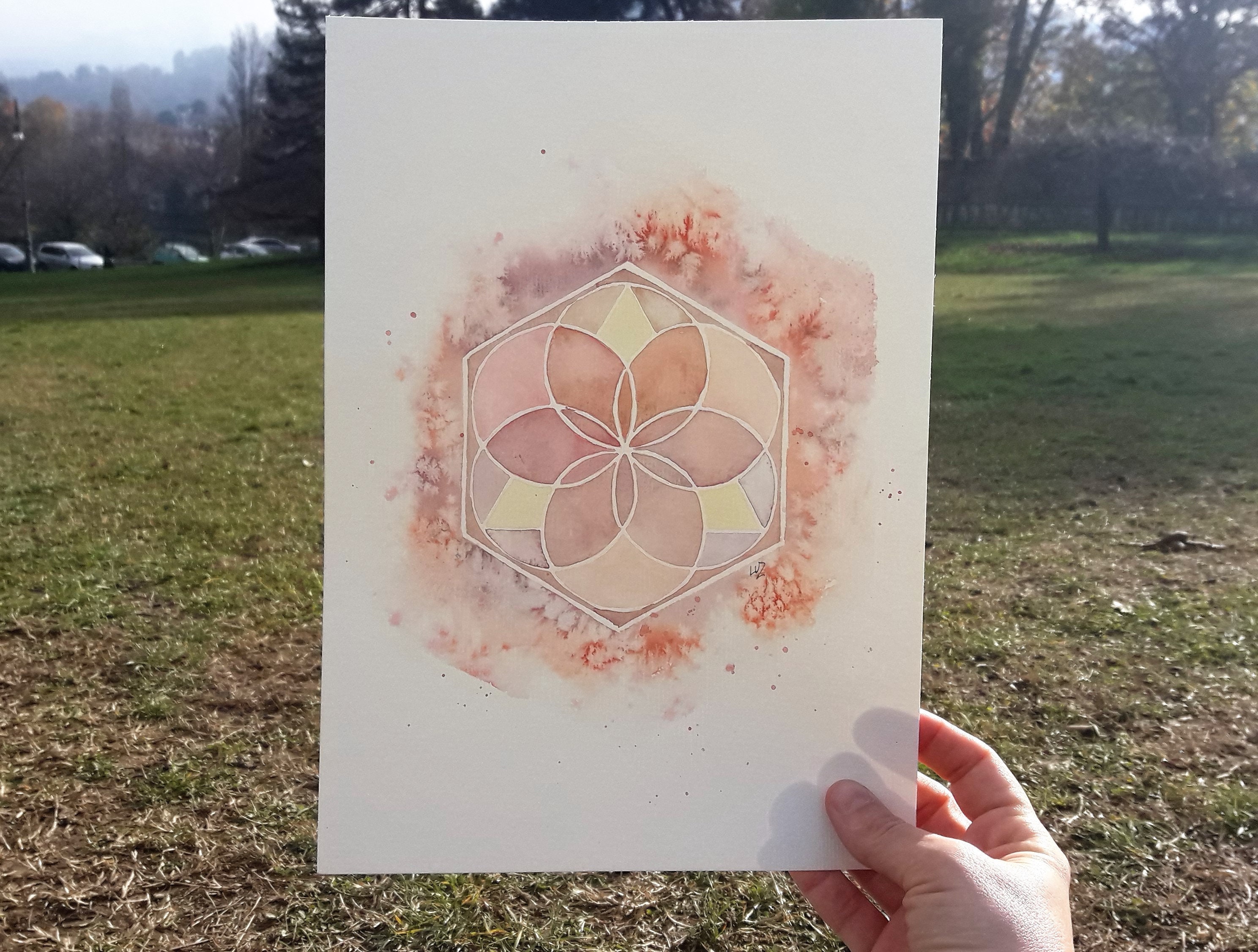 Sacred Geometry Illustration Original Watercolor, Spiritual ...