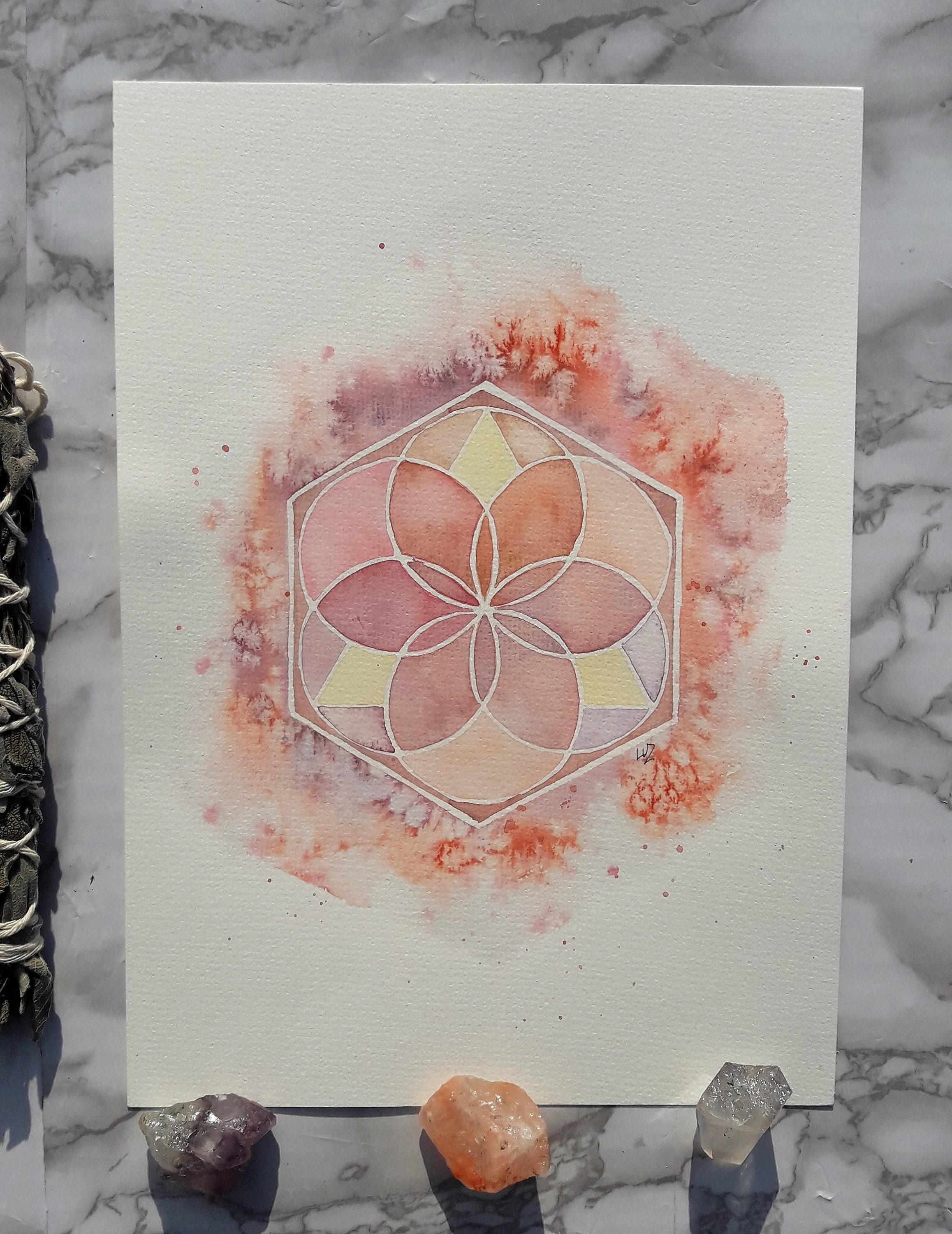 Sacred Geometry Illustration Original Watercolor, Spiritual ...