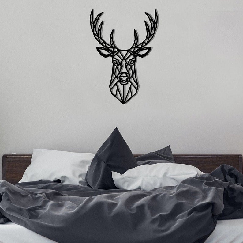 LARGE Buck Wooden Geometric Animal Deer Wall Art Decoration - Etsy