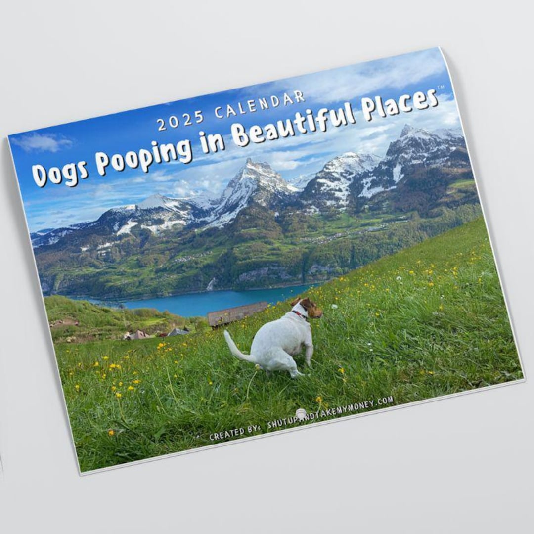Dogs Pooping in Beautiful Places 2026 Calendar - Great Gag Gift White ...