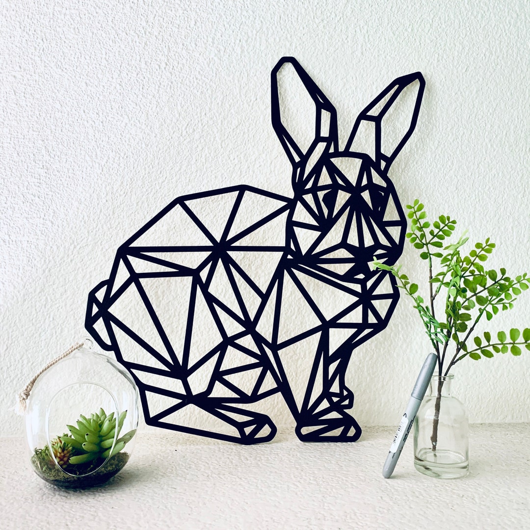 LARGE Wooden Geometric Animal Rabbit Wall Art Decoration for Bedrooms ...