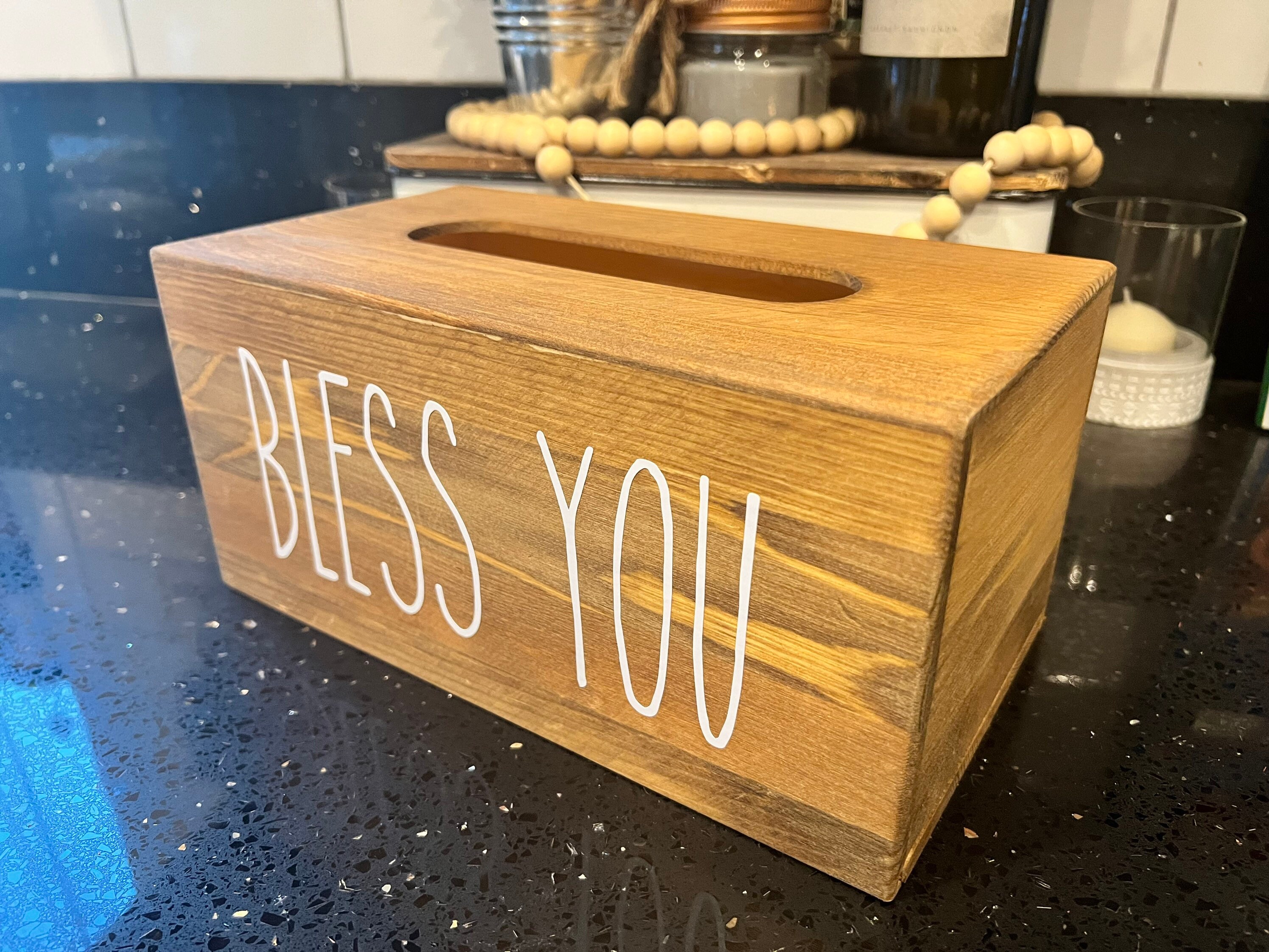 Rectangle Bless You Tissue Box / Handmade Tissue Box Holder / Farmhouse ...