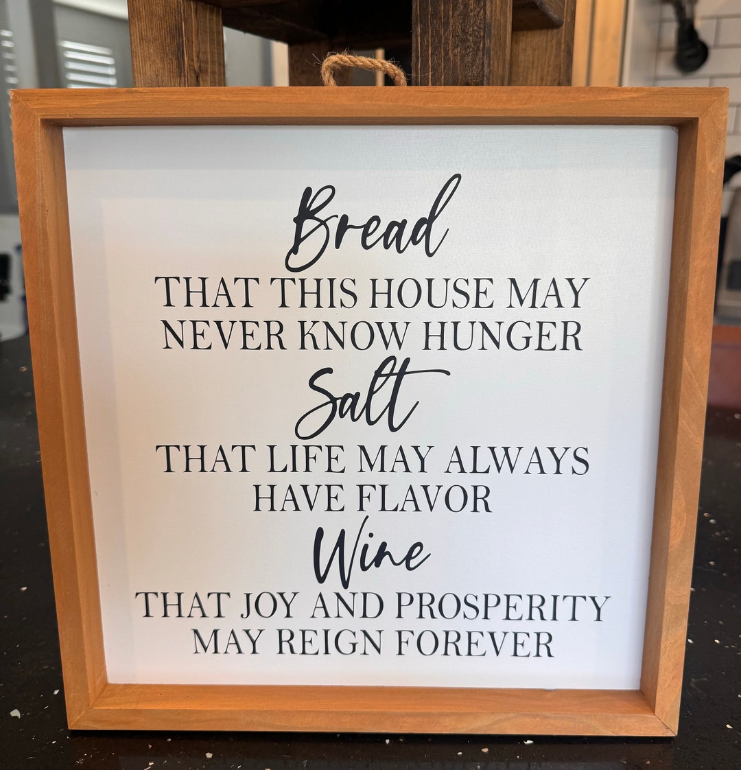 Bread Salt Wine Decor / Prayer Sign / Family Home Frame / Housewarming ...