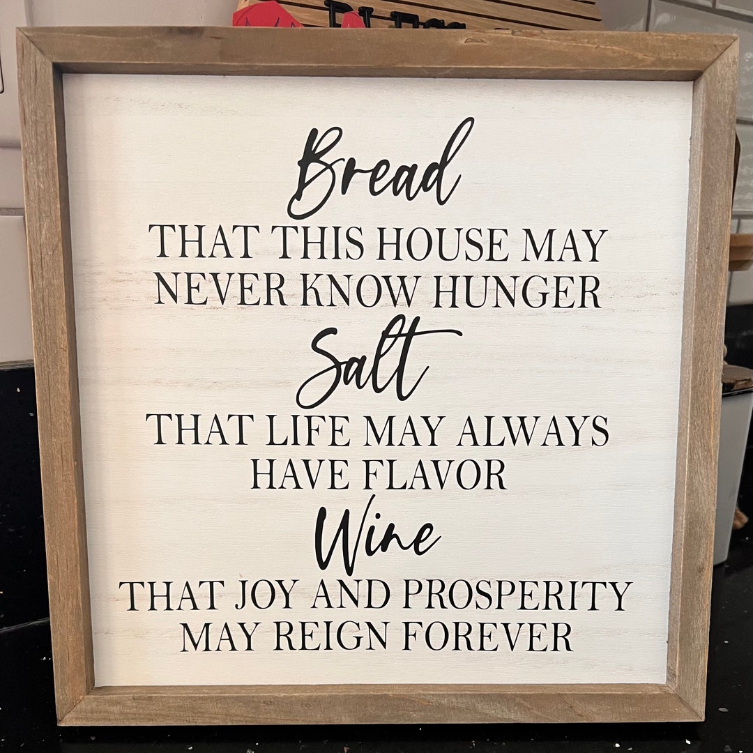 Bread Salt Wine Decor / Prayer Sign / Family Home Frame / Housewarming ...
