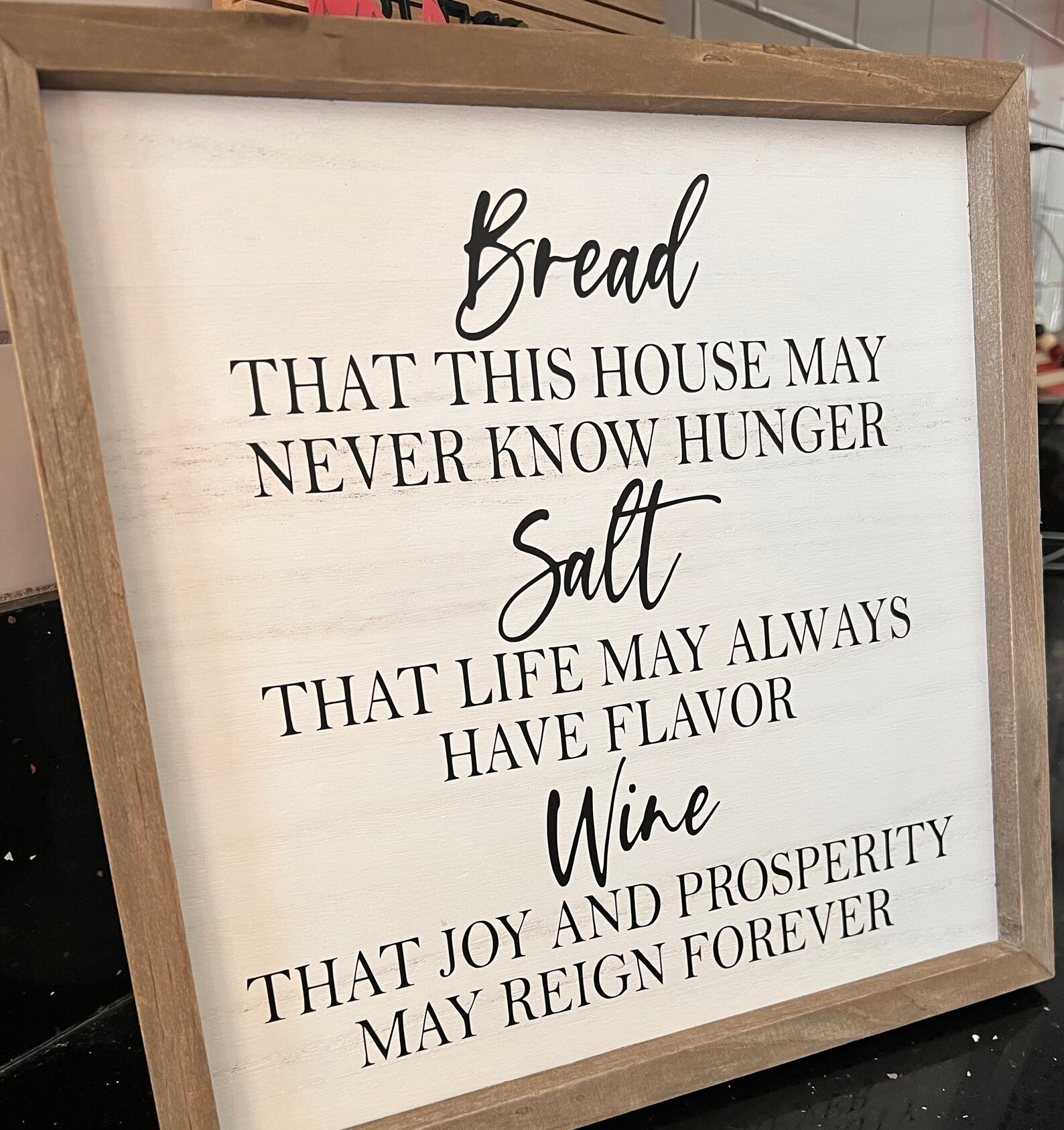 Bread Salt Wine Decor / Prayer Sign / Family Home Frame / Housewarming ...