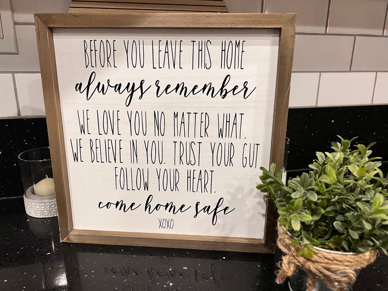 Come Home Safe Sign / Entryway I Love You Decor - Etsy