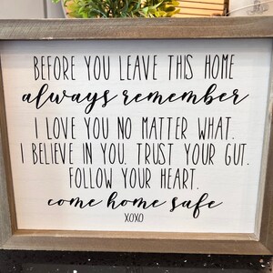 Come Home Safe Sign / Entryway I Love You Decor - Etsy