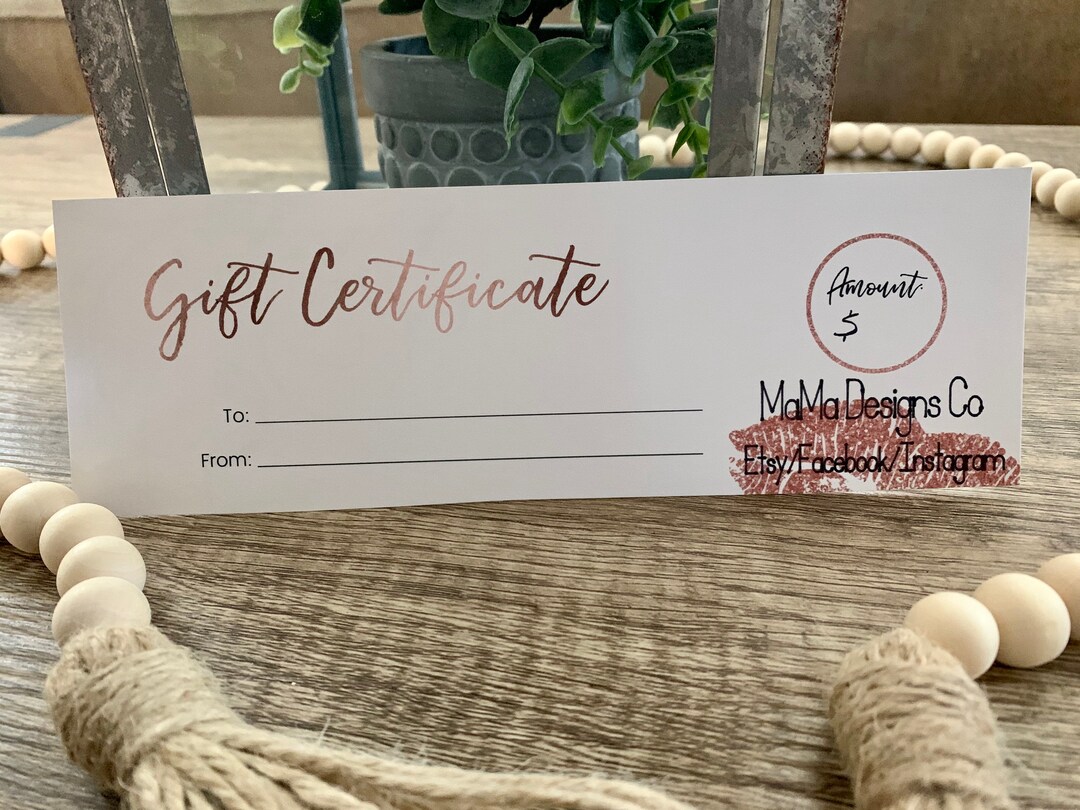 Farmhouse Decor Gift Certificate / Rustic Home Decor Gift Card ...