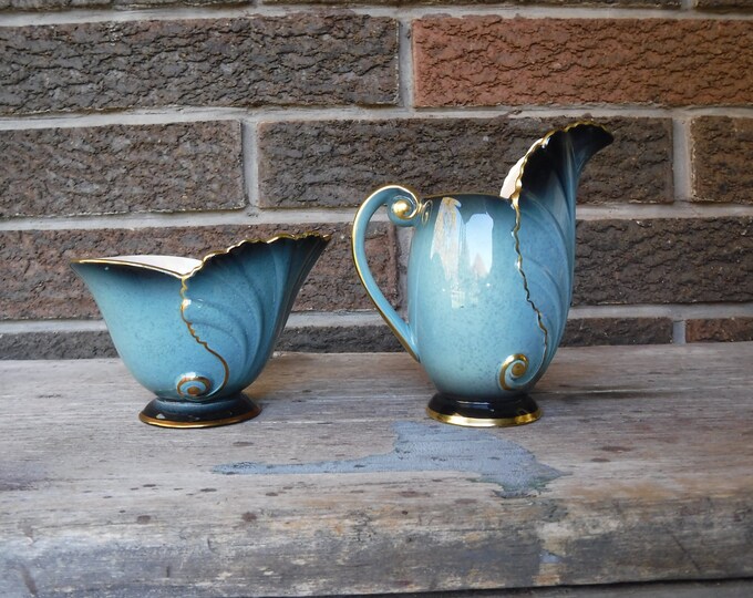 Vintage Carlton Ware Bleu Royale Shell Creamer and Sugar Set - Etsy