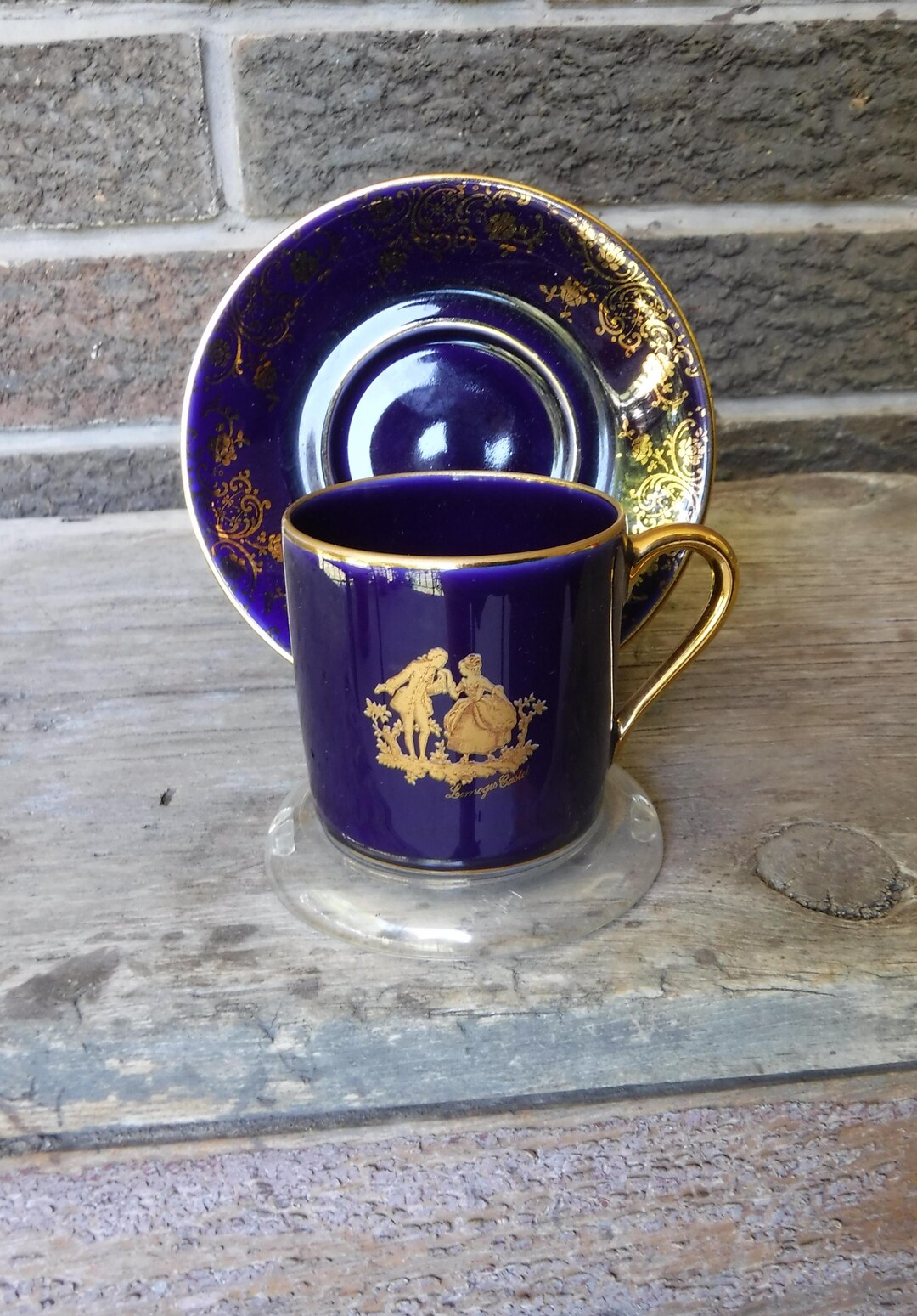 Vintage Limoges Cobalt Blue and Gold Demitasse Cup and Saucer Set - Etsy