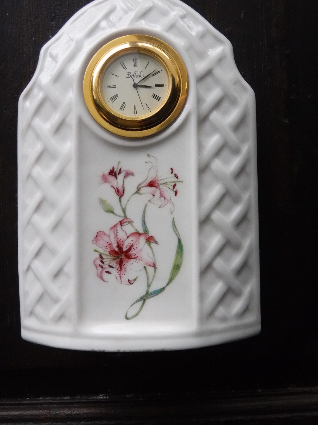 Belleek Ireland Porcelain Floral Country Trellis Table Clock - Etsy