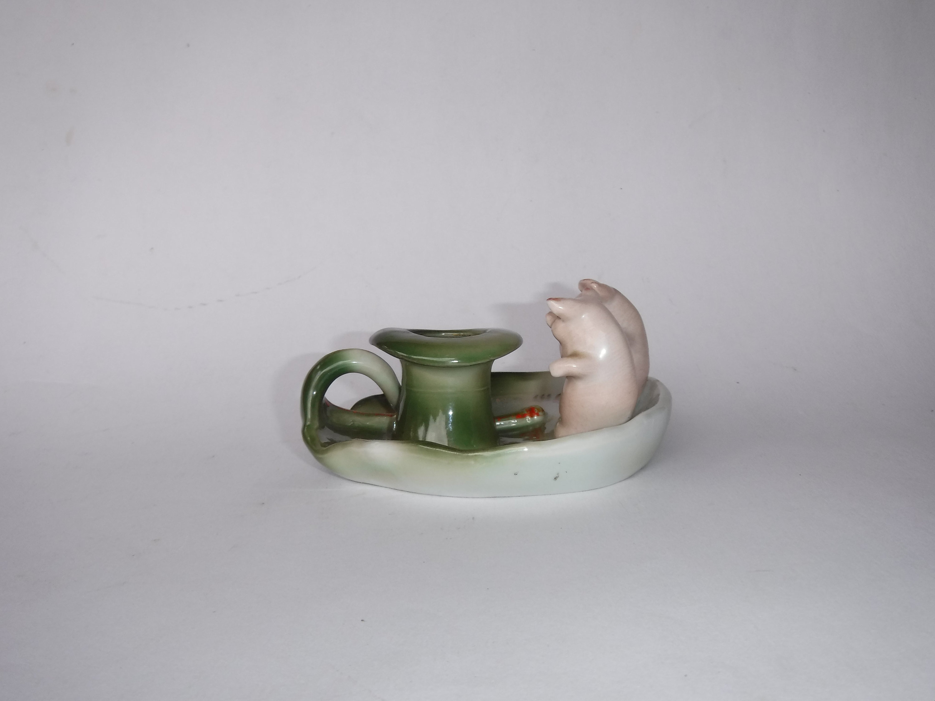 Rare Antique German Fairing Two Pink Pigs Candle Holder / Candle Stick ...