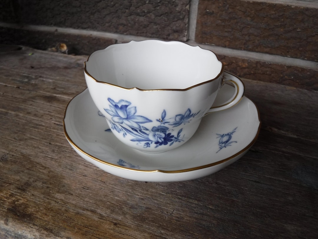 Vintage Meissen Blue Flower Cup and Saucer Set - Etsy