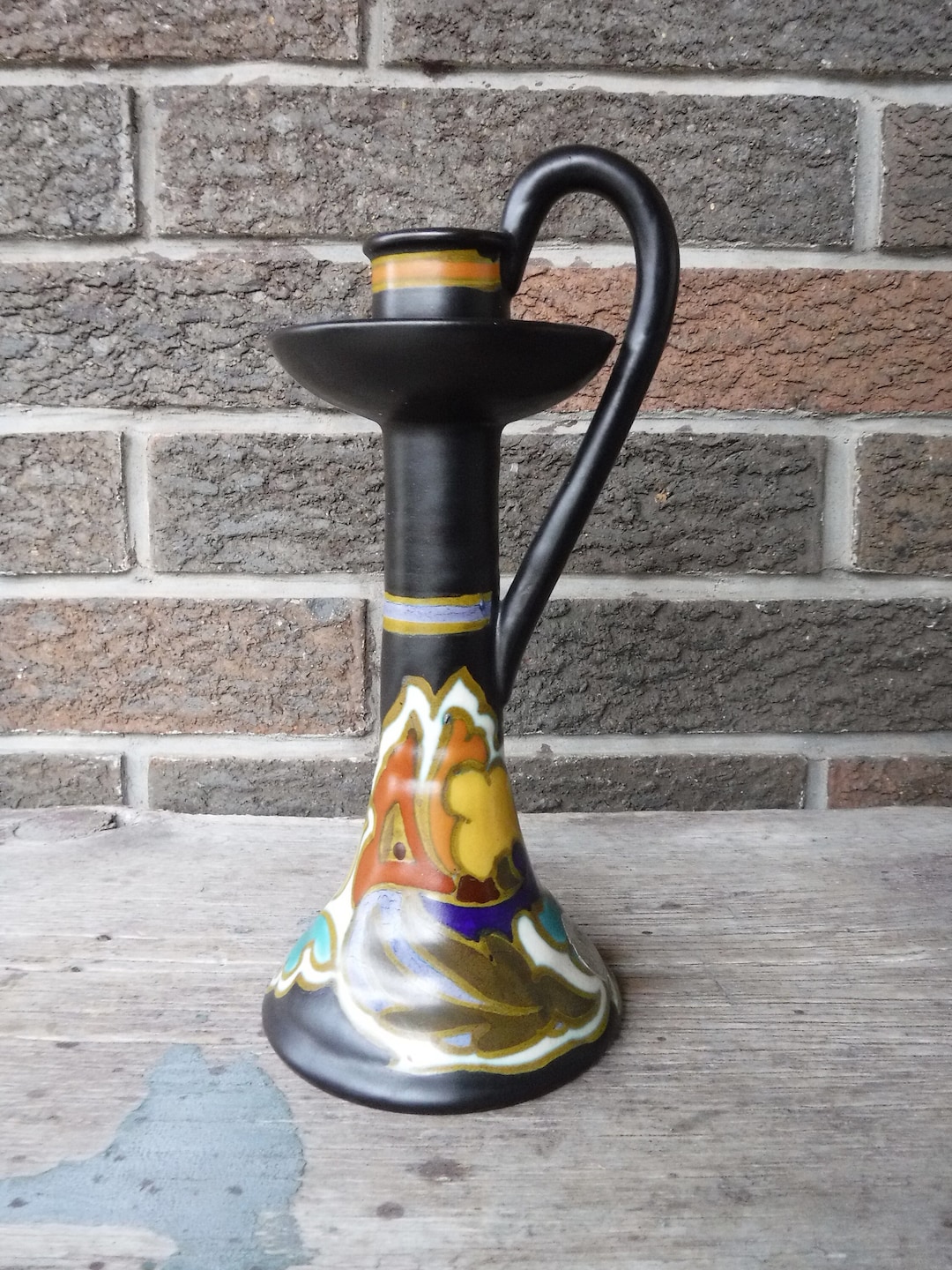 Rare Vintage Gouda Handle Candle Holder / Candle Stick With Original ...
