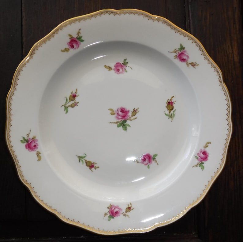 Vintage Meissen Hand Painted Pink Rose Dinner Plate - Etsy