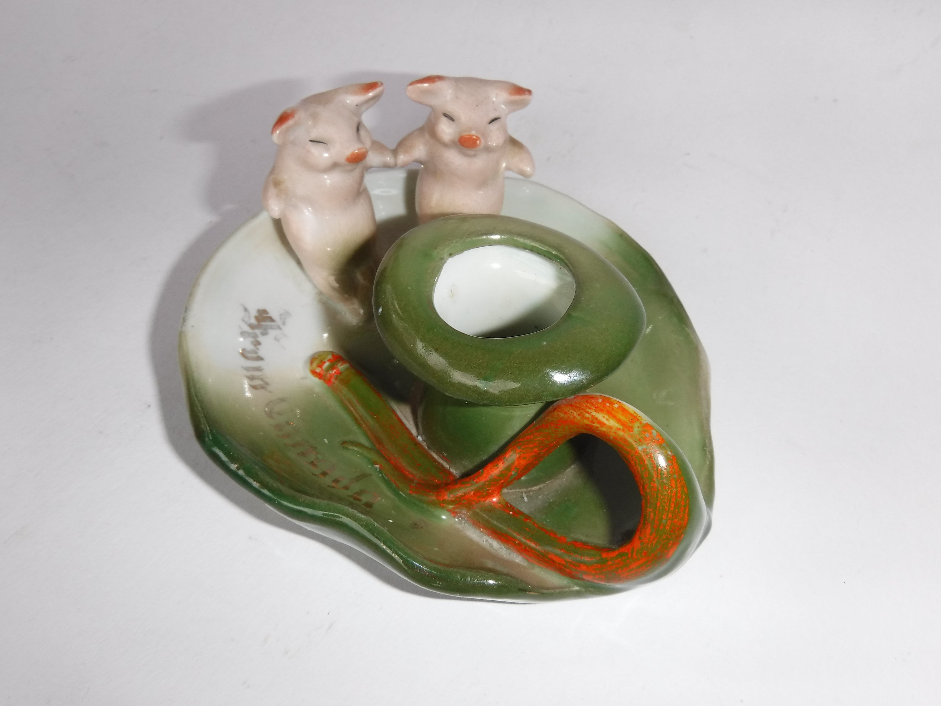 Rare Antique German Fairing Two Pink Pigs Candle Holder / - Etsy