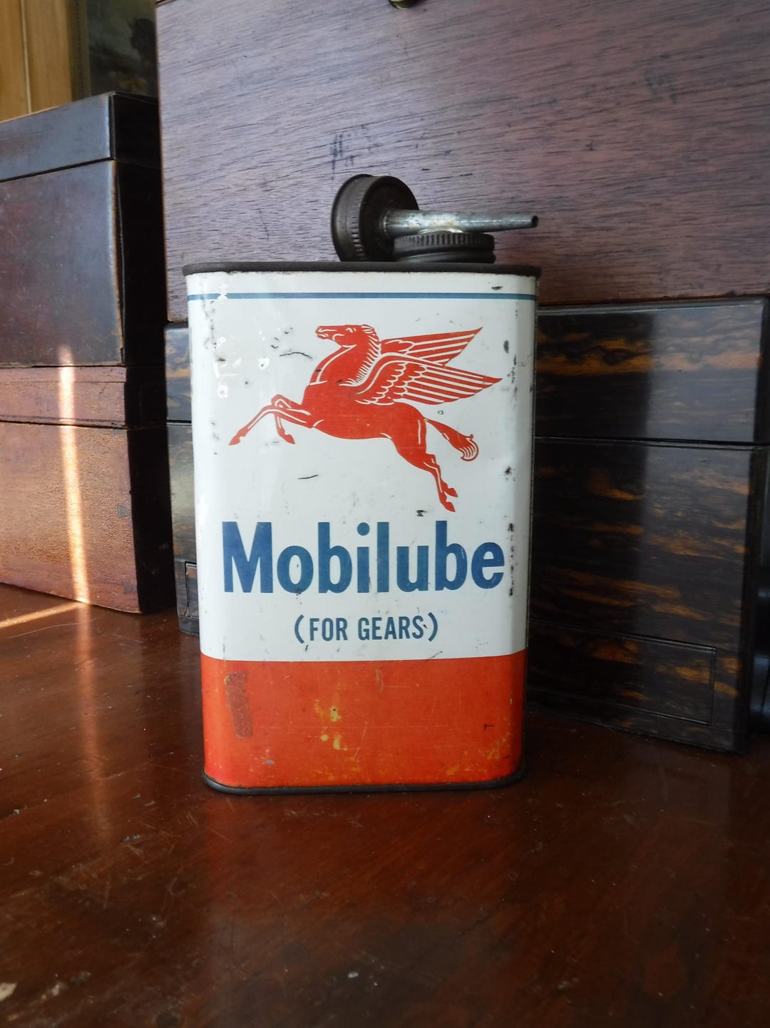 Vintage 1950's Mobil Mobilue Outboard Gear Oil Can Pegasus 2 Lb - Etsy