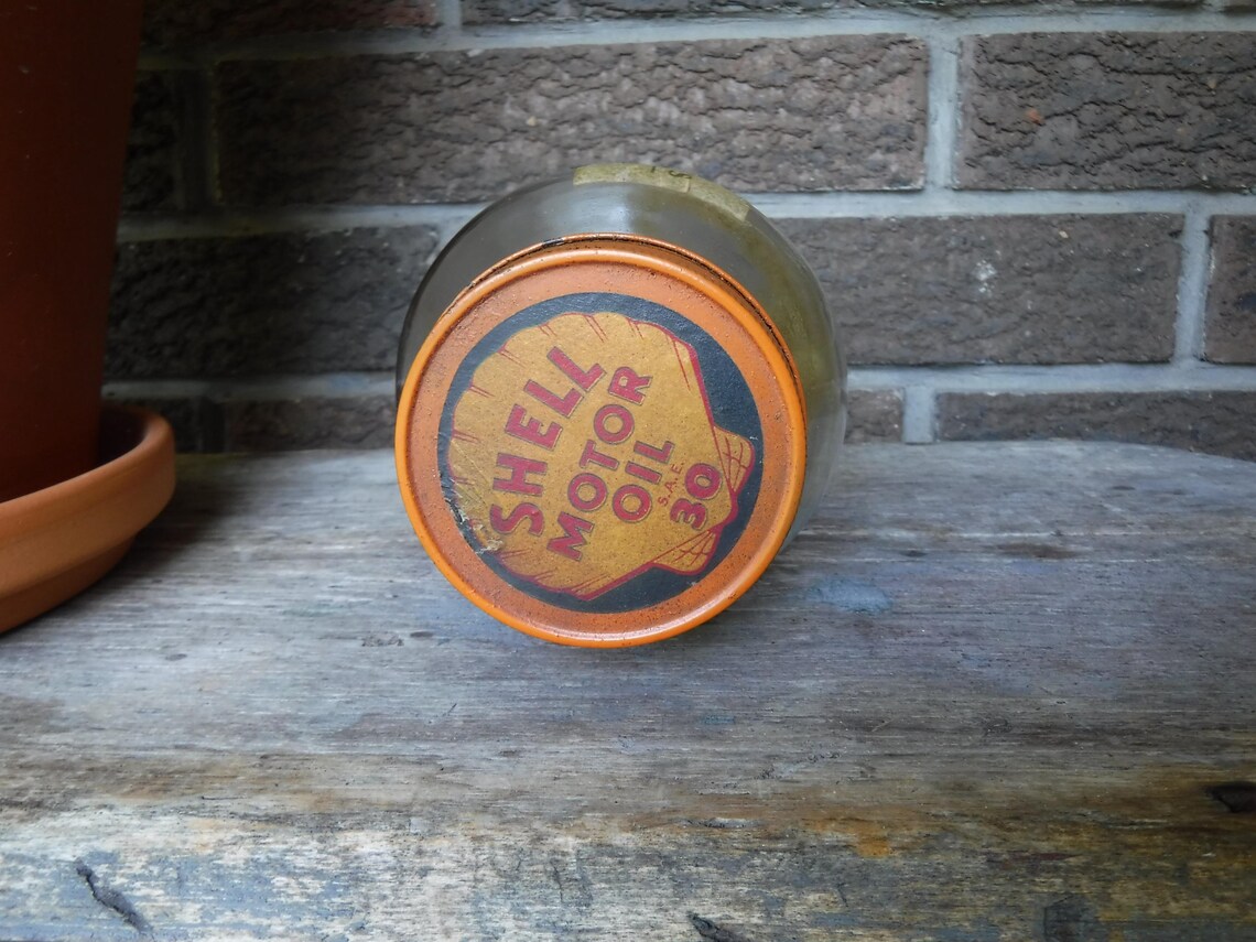 Old Shell Motor Oil Glass Jar / Bottle S.A.E. 30 - Etsy