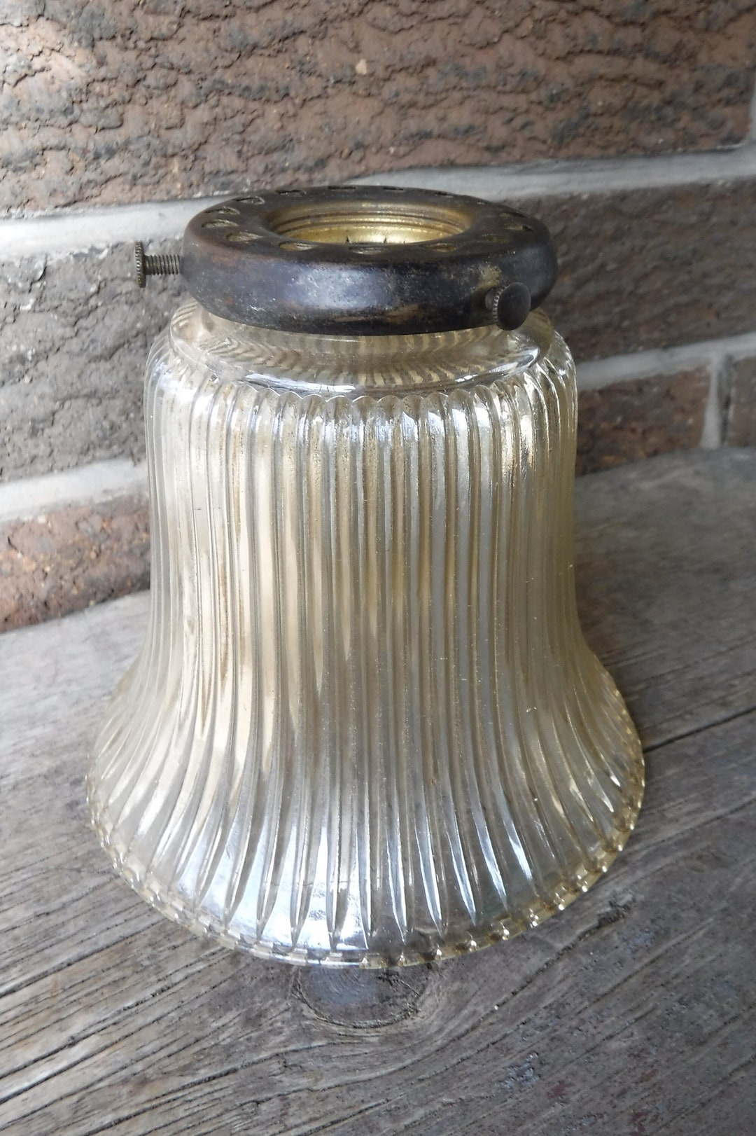 Vintage Clear Glass Ribbed Light Shade - Etsy