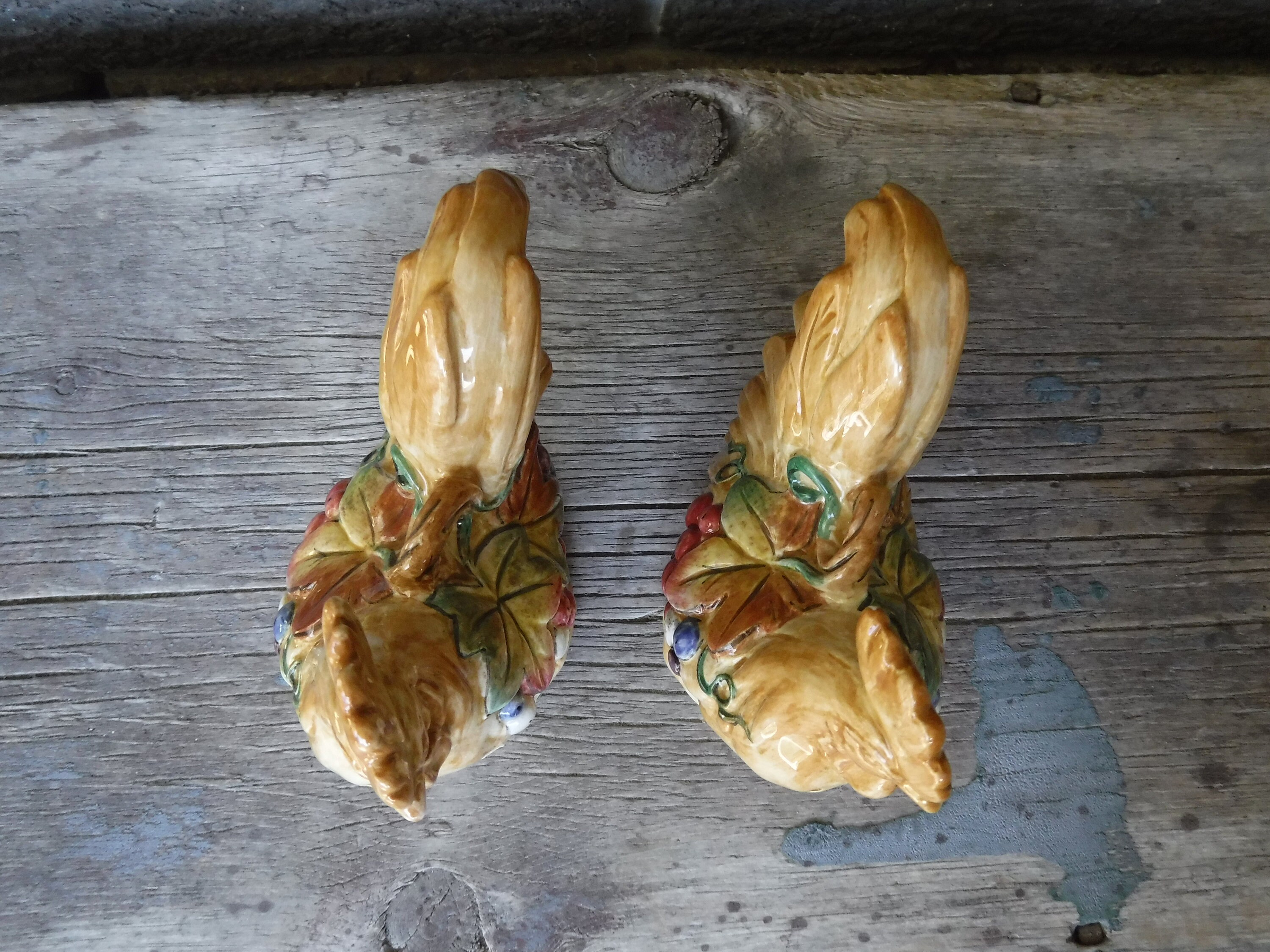 Vintage Pair of Fitz & Floyd Tuscan Villa Rooster Figurine Salt and ...
