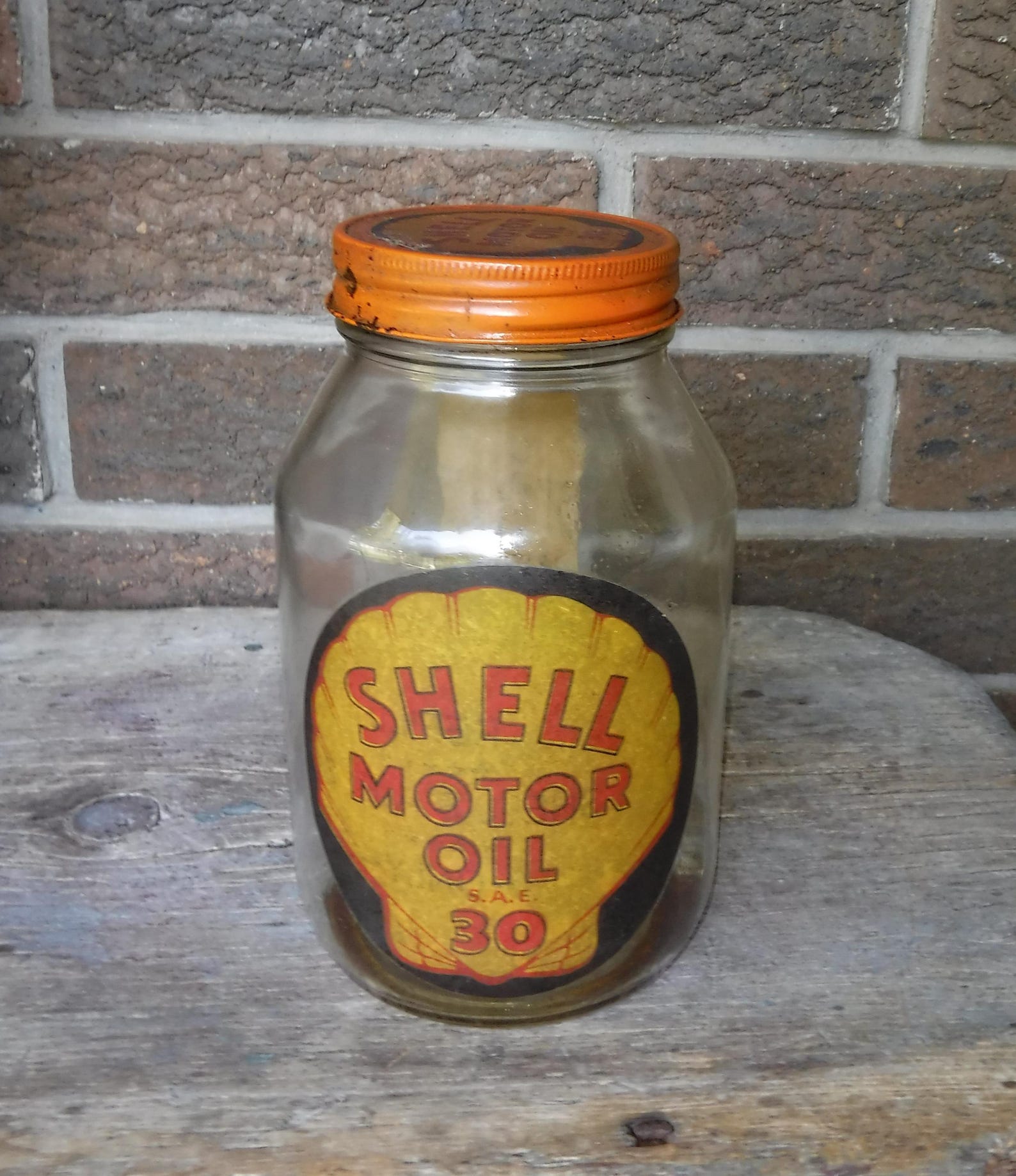 Old Shell Motor Oil Glass Jar / Bottle S.A.E. 30 - Etsy