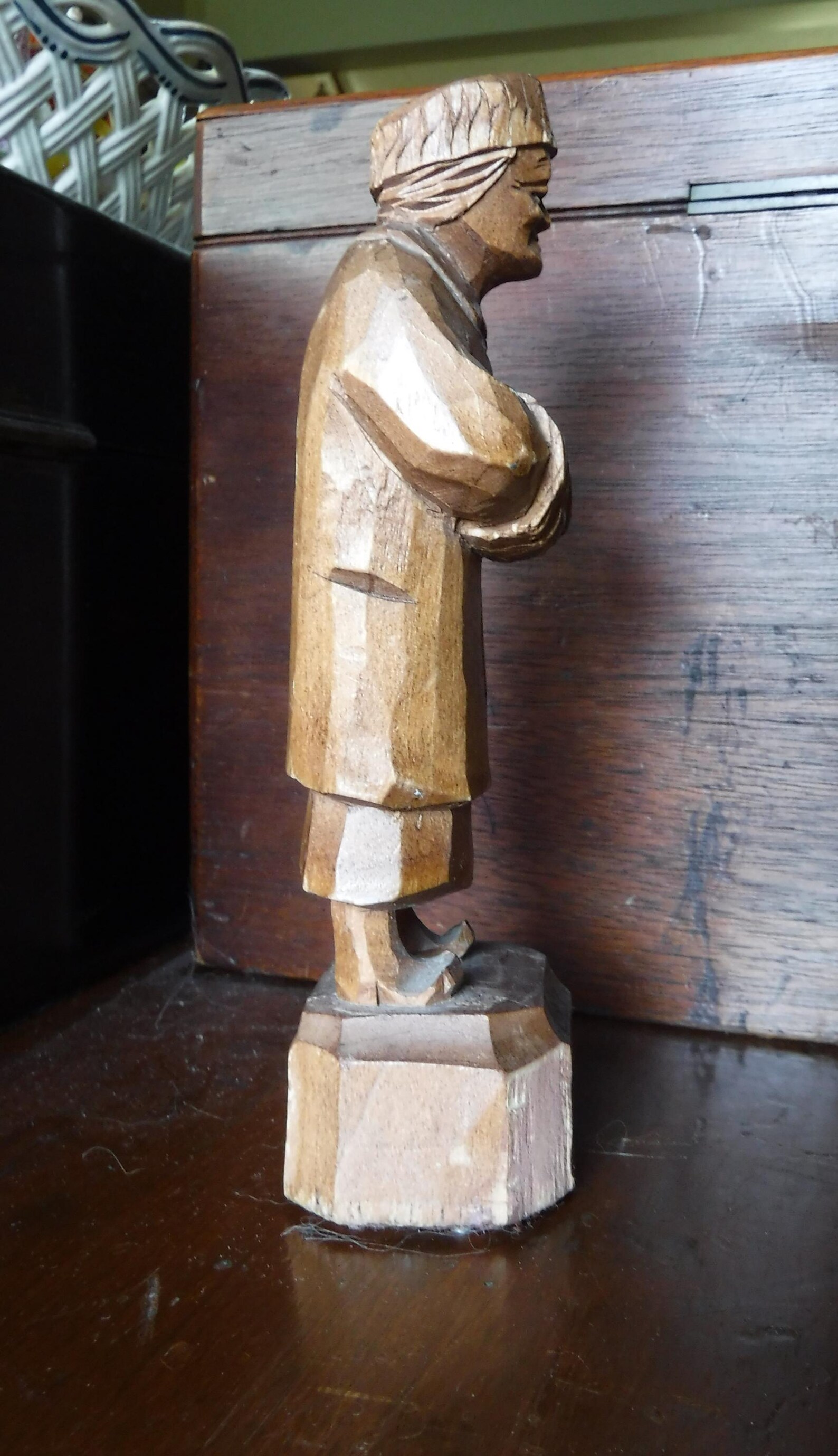 Vintage Wood Hand Carved Folk Art Signed " Caron" Quebec Canada Old Man ...