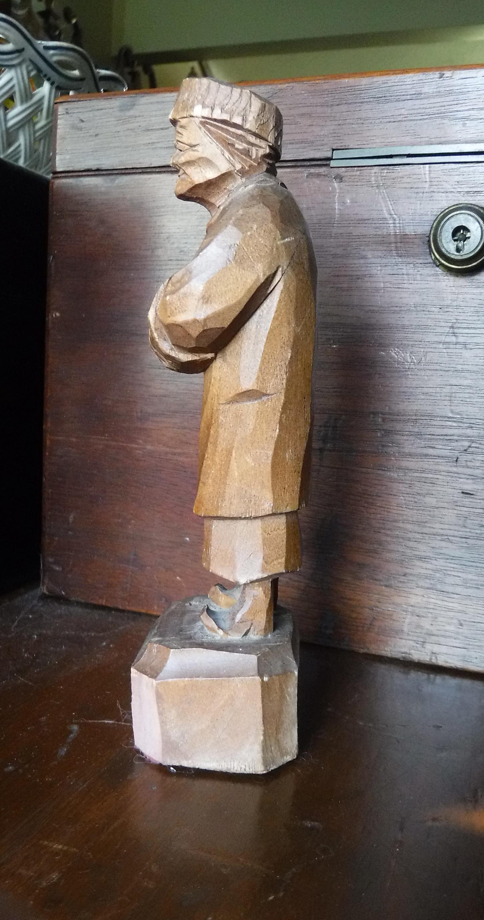 Vintage Wood Hand Carved Folk Art Signed " Caron" Quebec Canada Old Man ...